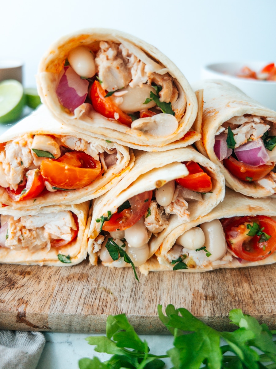 Chicken Tomato and White Bean Wraps - Together to Eat - Family Meals
